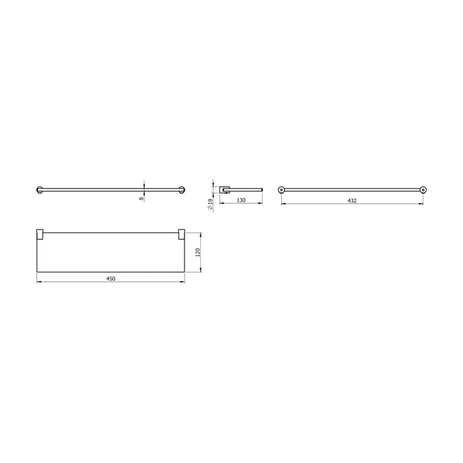 BIM objects - Free download! Milli Meld Edit Glass Shelf 450mm Brushed ...
