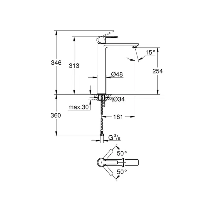 BIM objects - Free download! GROHE Lineare New Extended Basin Mixer Tap ...
