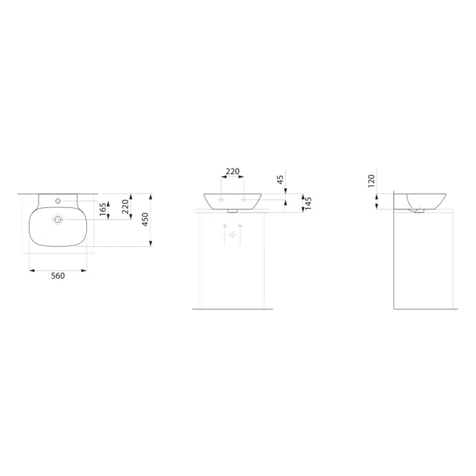 BIM objects - Free download! LAUFEN Ino Counter/Wall Basin with ...