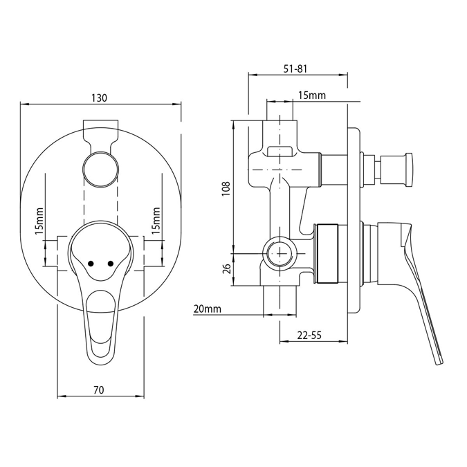 BIM objects - Free download! Posh Solus Bath / Shower Diverter Mixer ...