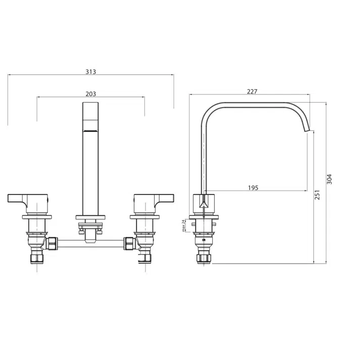 BIM objects - Free download! Mizu Stream Hob Bath / Spa Set Chrome ...