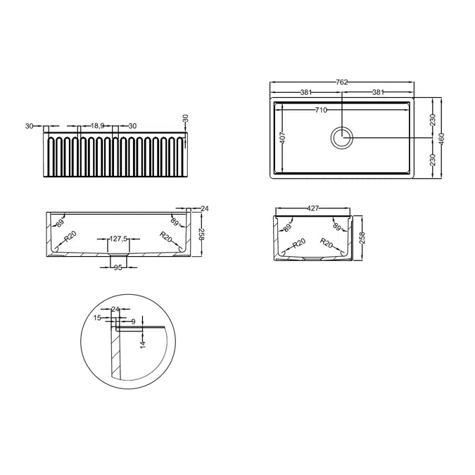 BIM objects - Free download! Memo Harper Single Bowl Butler Sink 760mm ...