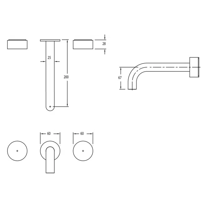 BIM objects - Free download! Milli Pure Bath Set 200mm with Linear ...