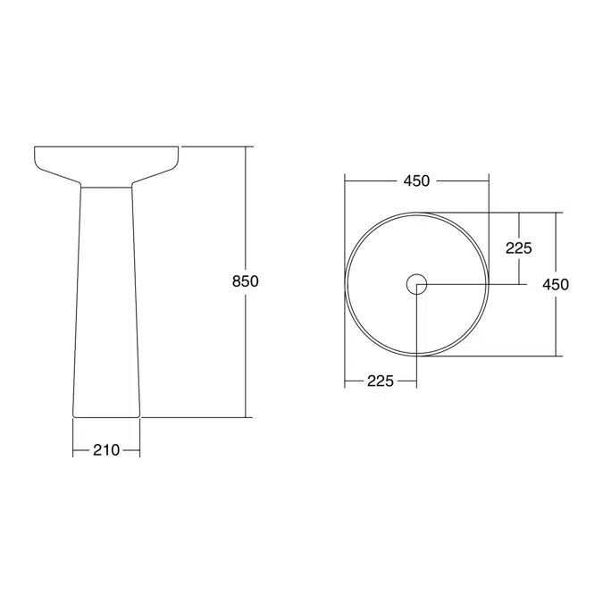 BIM objects - Free download! Omvivo Venice 450 Basin and Pedestal Solid ...