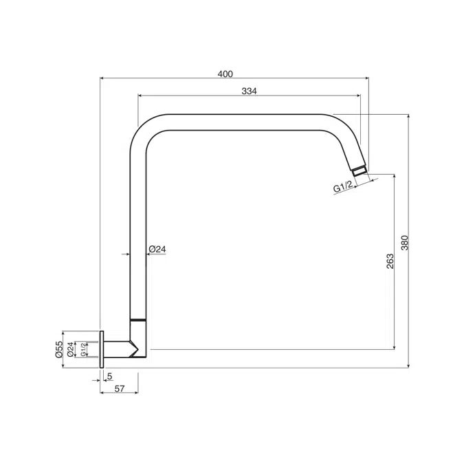 BIM objects - Free download! Mizu Drift Gooseneck Shower Arm Only ...
