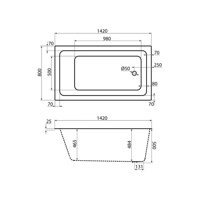 BIM objects - Free download! Posh Domaine Inset Bath 1420 x 800 x 500mm ...