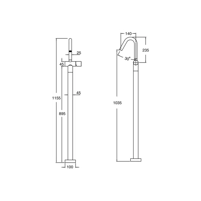BIM objects - Free download! Milli Pure Floor Mounted Basin Mixer Tap ...