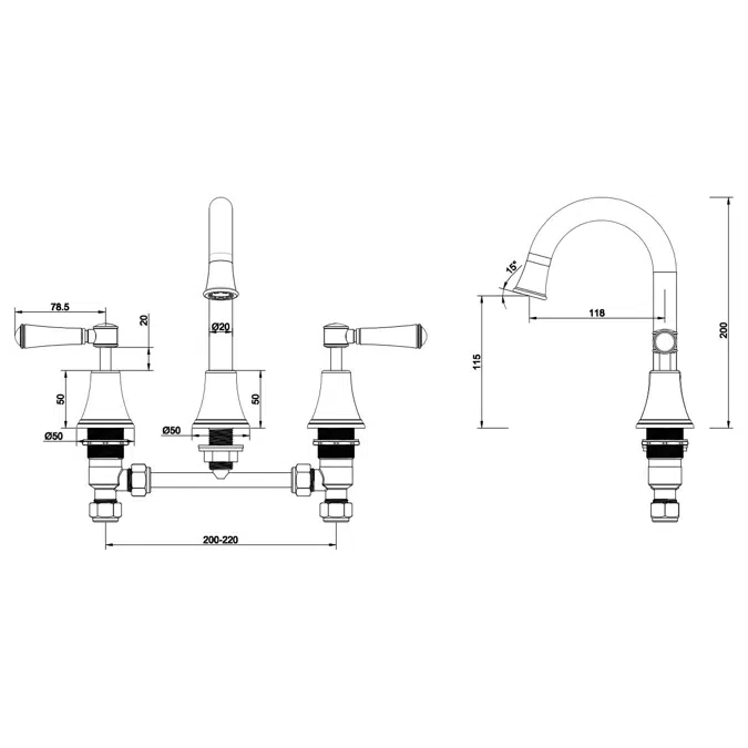 BIM objects - Free download! Posh Canterbury Gooseneck Basin Set Swivel ...