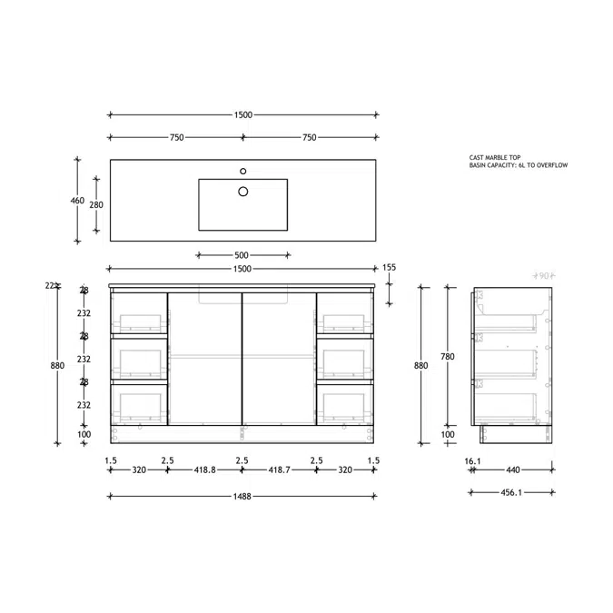 BIM objects - Free download! Posh Domaine Conventional 1500mm Single ...