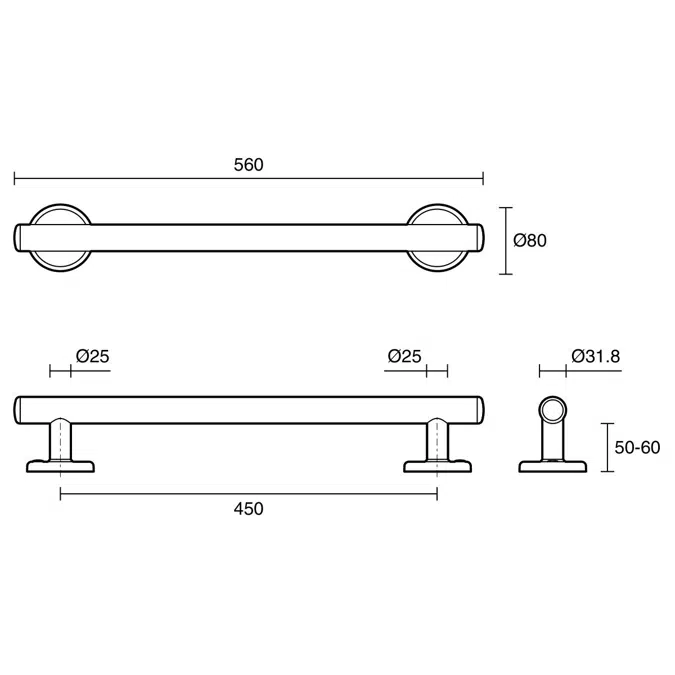 BIM objects - Free download! Mizu Drift 450mm Grab Rail Straight Matte Black | BIMobject