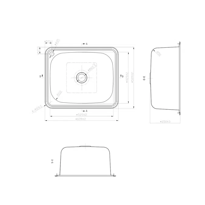 BIM objects - Free download! Posh Solus Flat Rim Trough 45 Litres 1 ...