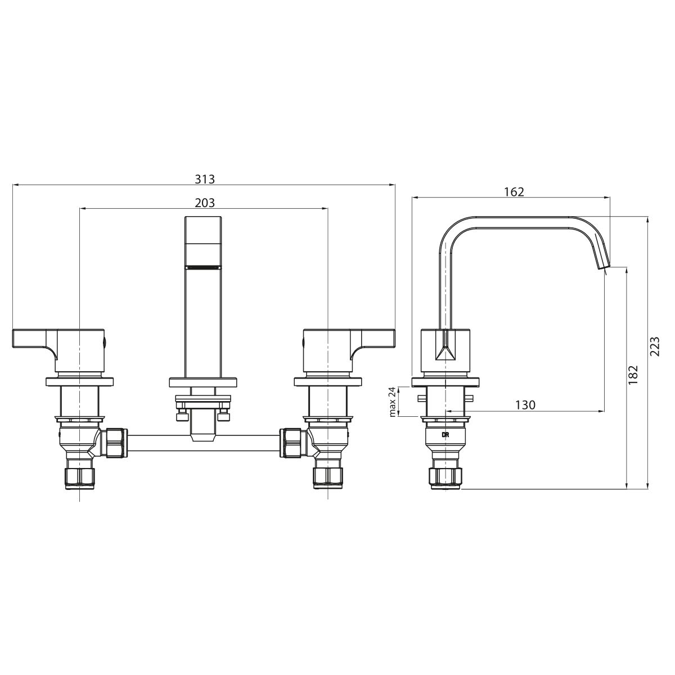 BIM objects - Free download! Mizu Stream Basin Set Chrome (4 Star ...