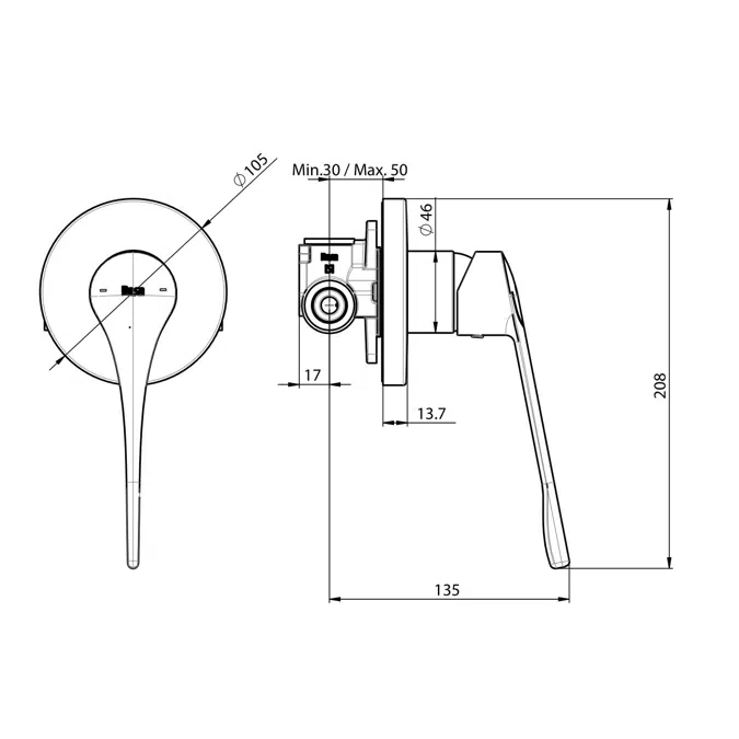 Objetos BIM - ¡Descarga gratis! Roca Atlas Shower Mixer with Extended ...