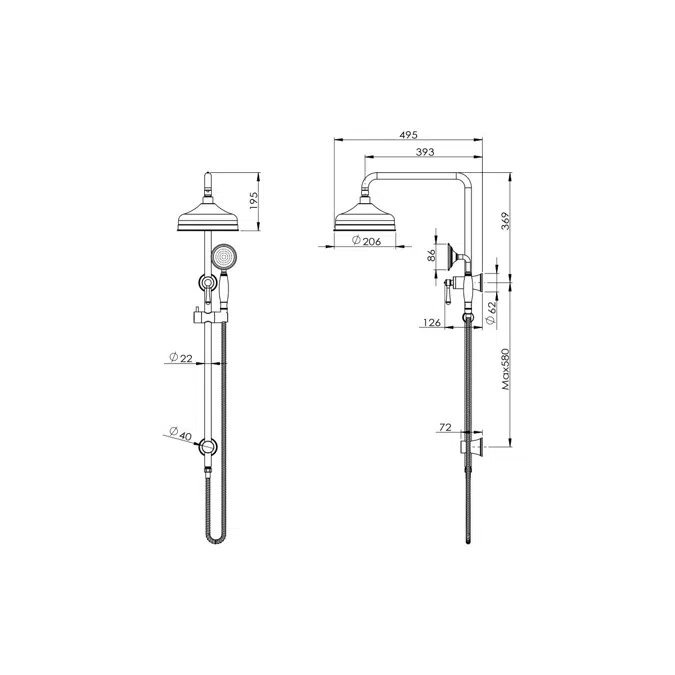 BIM objects - Free download! Posh Canterbury Twin Rail Shower with Top ...