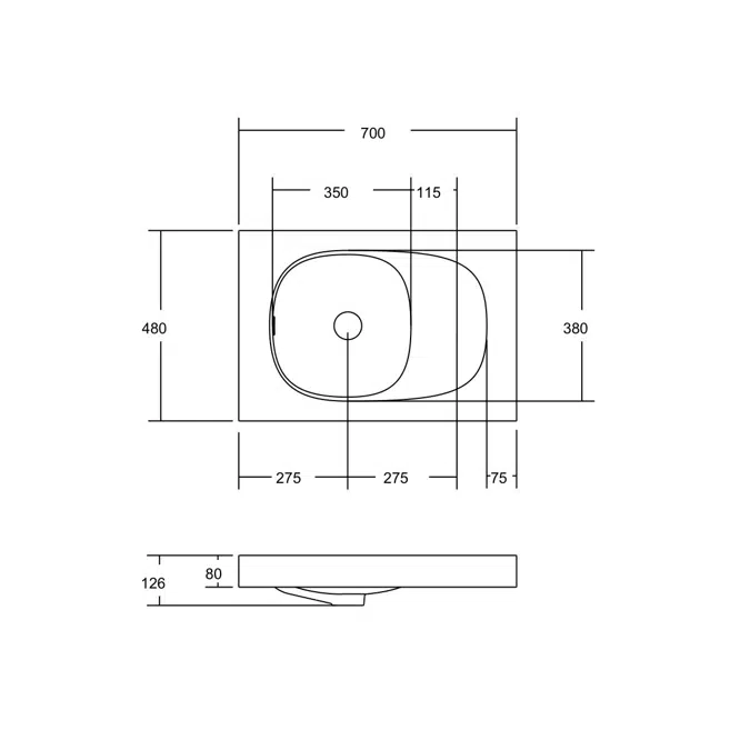 Objetos BIM - ¡Descarga gratis! Kado Lussi 700mm Left Hand Wall Basin ...