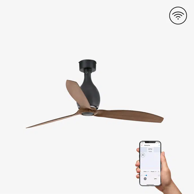 BIM objects - Free download! MINI ETERFAN Matt black/wood ceiling fan ...