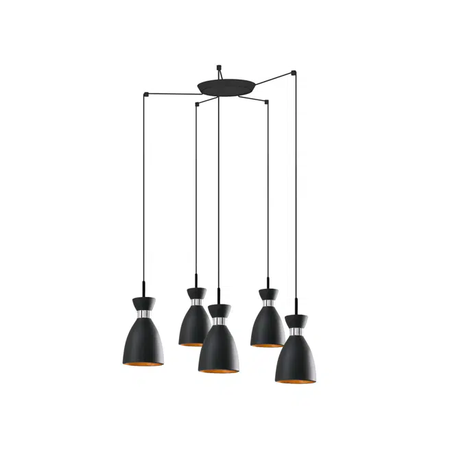 BIM objects - Free download! RETRO 5L Black and copper pendant lamp ...