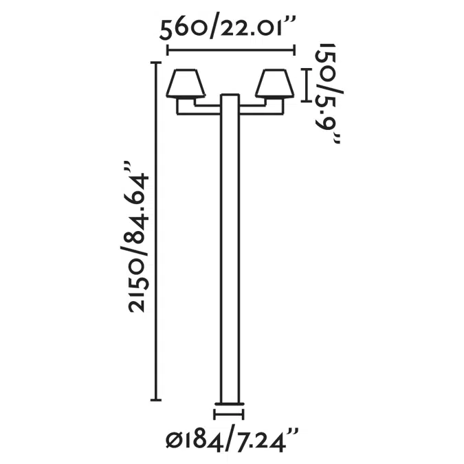 BIM objects - Free download! MISTU 2L Dark grey pole lamp | BIMobject