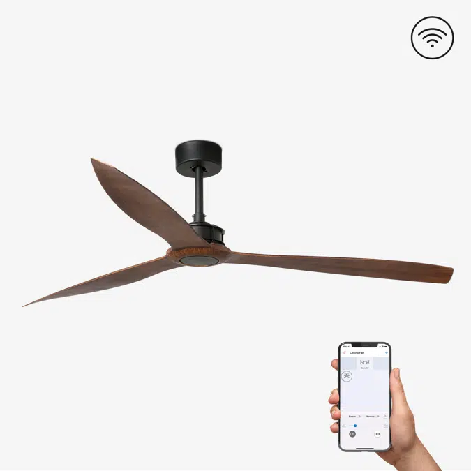 BIM objects - Free download! JUST FAN XL Matt black/wood fan 178cm ...