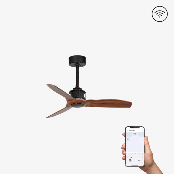 BIM objects - Free download! JUST FAN Black/wood ceiling fan 81cm SMART ...