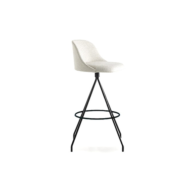 BIM objects - Free download! Aleta Bar Stool - Swivel Base Low Backrest ...