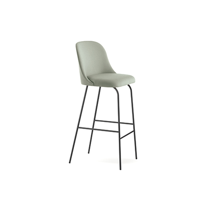 BIM objects - Free download! Aleta Bar Stool - Fixed Base High Backrest ...