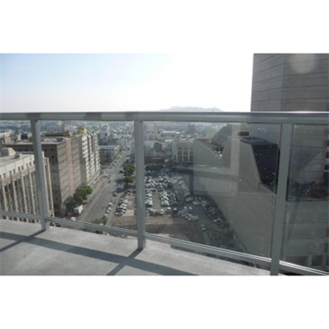 Objetos BIM - ¡Descarga gratis! Aluminum Glass Railing, Standard 2-Line ...