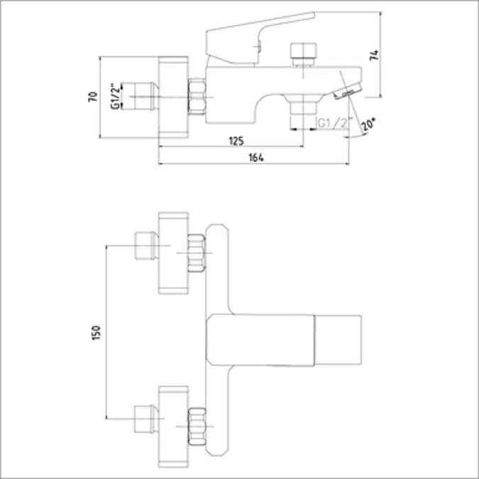 BIM objects - Free download! Tiera Bath Mixer | BIMobject
