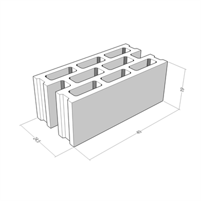 BIM objects - Free download! BK 25P - concrete blocks - smooth finish ...
