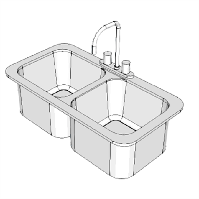 BIM objects - Free download! CS230 - Sink, SS, Double Compartment ...