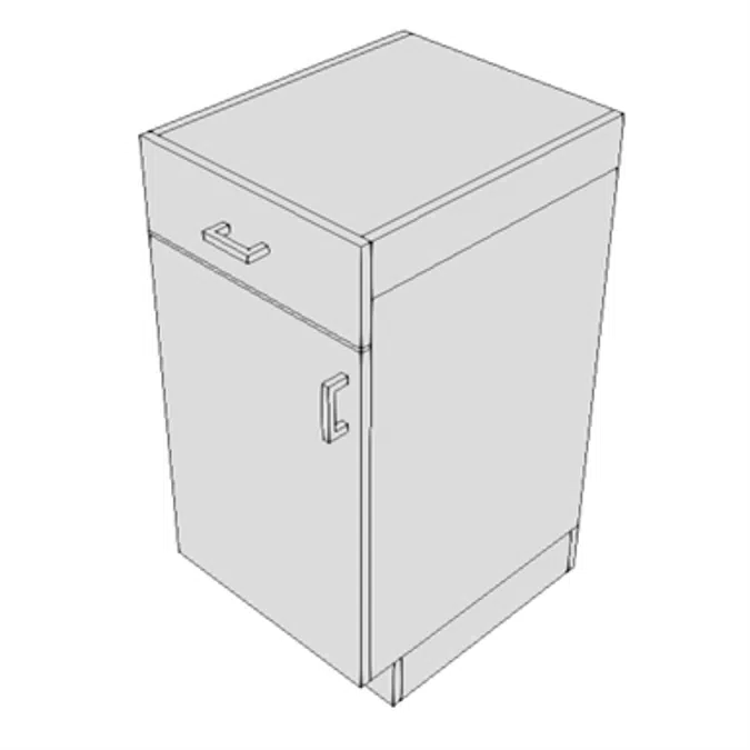 BIM objects - Free download! C01C0 - Cabinet, U/C/B, 1 Shelf, 1 Drawer ...