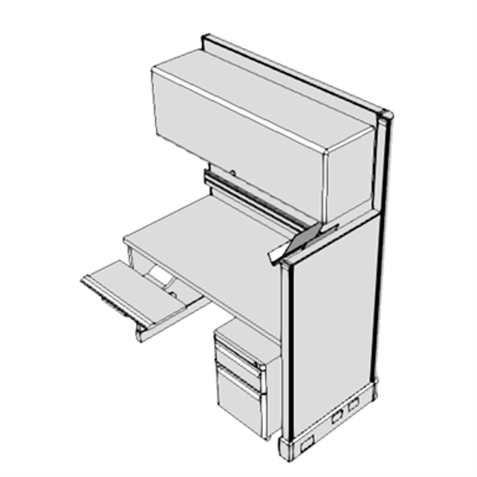 BIM objects - Free download! E0117 - Workstation, Straight, Free ...