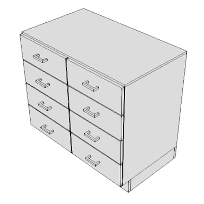 BIM objects - Free download! C04J0 - Cabinet, U/C/B, 8 Half Drawer ...
