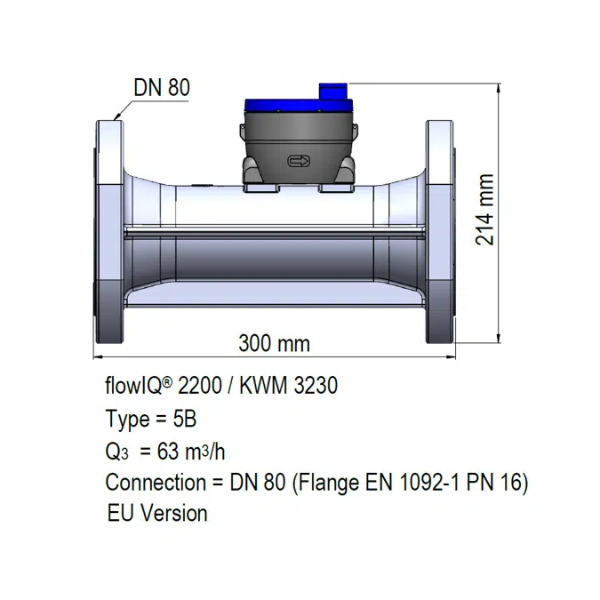 BIM objects - Free download! flowIQ®3200 EU, Q3=63 m³/h, DN 80x300 mm ...
