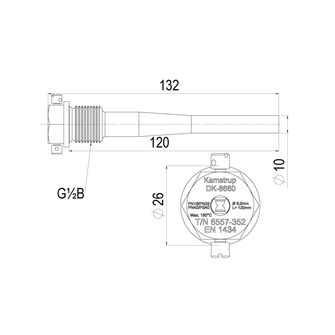 Объекты BIM - Скачать бесплатно! Kamstrup Reinforced Pocket 120 mm for Temp. Sensors - Straight ...