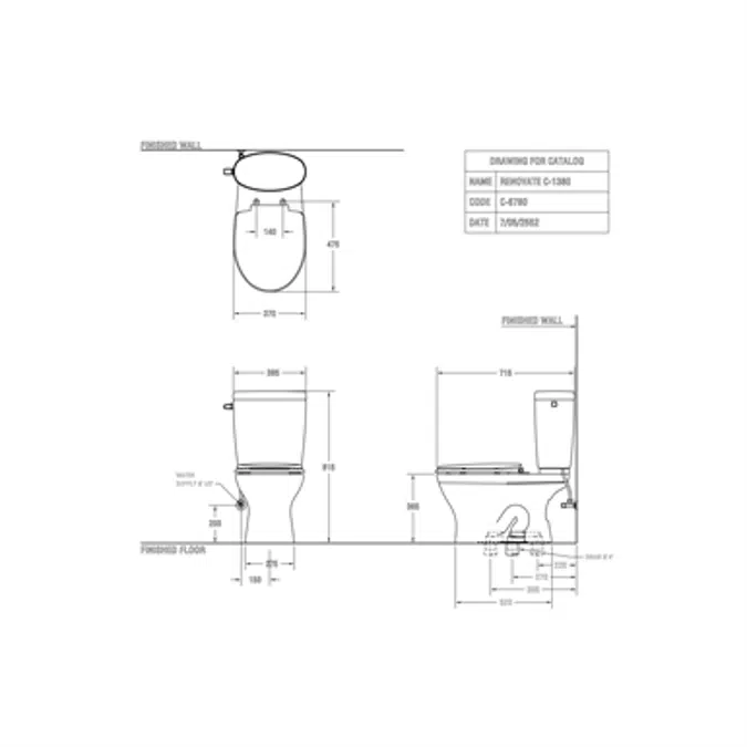 BIM objects - Free download! COTTO C1380 Perfect Fit Two Piece Toilet ...