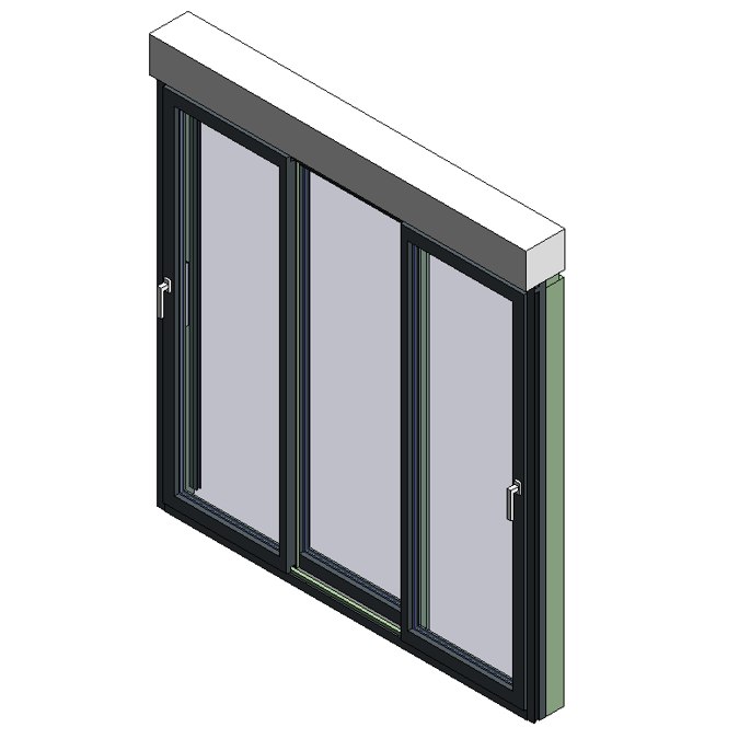 BIM objects - Free download! Sliding windows 2 rails 3 leaves | BIMobject