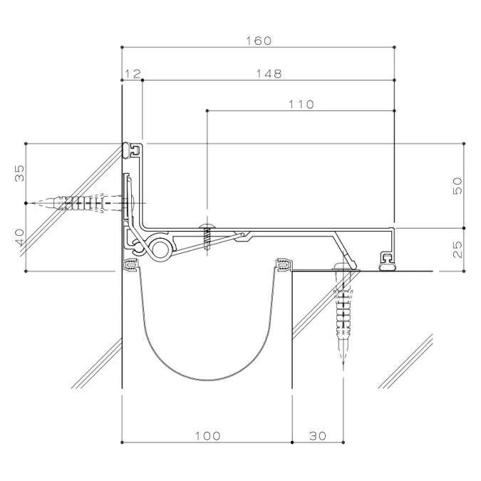 BIM objects - Free download! Exp.J.C. ビルジョン 100-ECE/アルミ 外壁コーナータイプ クリアランス100mm | BIMobject