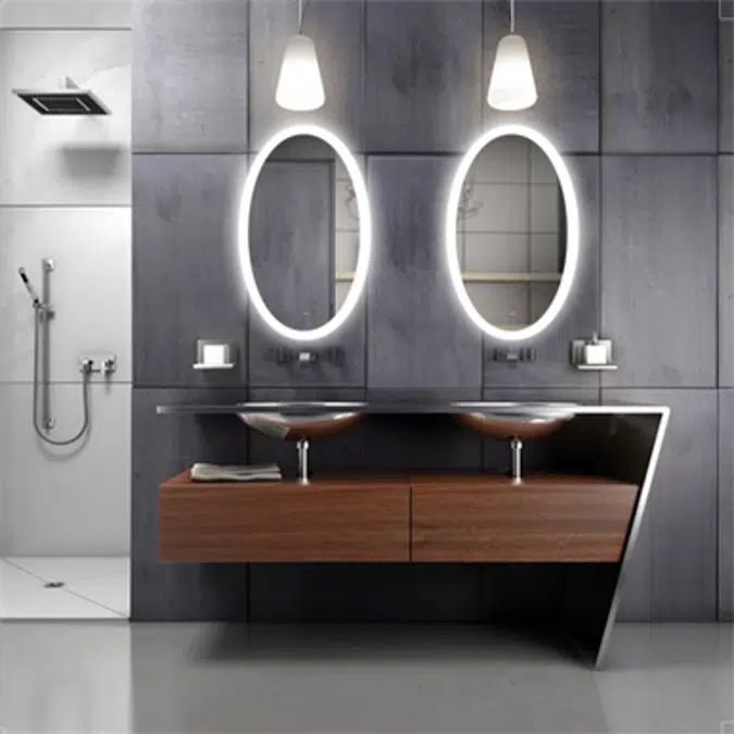 BIM objects - Free download! Sol LED Back-lit Wall Mirror | BIMobject