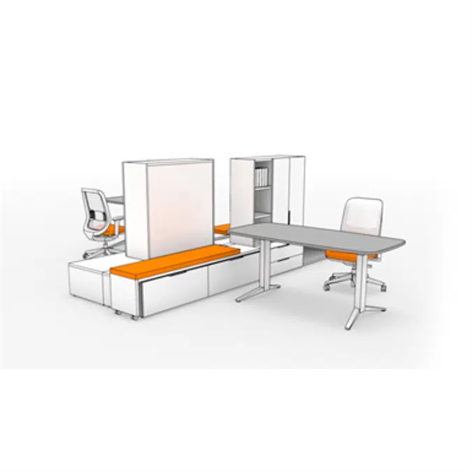 Objetos BIM - ¡Descarga gratis! Teknion Journal Casegood - Layout 08 | BIMobject