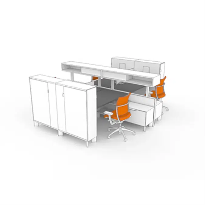 Objetos BIM - ¡Descarga gratis! Semi-Enclosed Office 03 - District ...