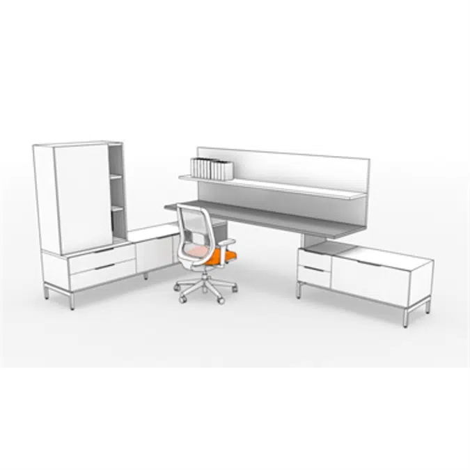 Objetos BIM - ¡Descarga gratis! Teknion Journal Casegood - Layout 03 | BIMobject