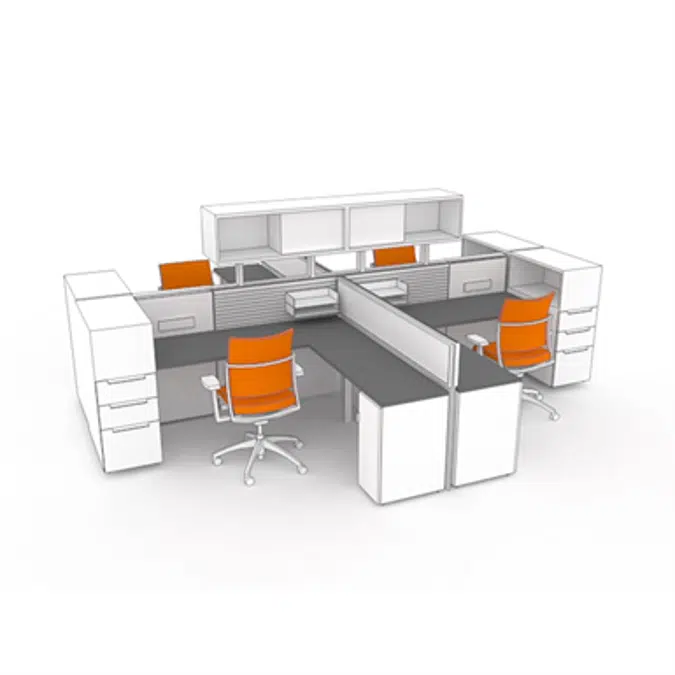 Objetos BIM - ¡Descarga gratis! Semi-Enclosed Office 04 - District ...