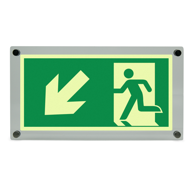 BIM 对象 - 免费下载！ Emergency exit sign - arrow slanted down the left ...