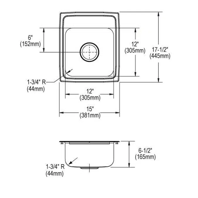 BIM objects - Free download! LRAD1517651_3_MR2 Elkay Lustertone® Classic Stainless Steel 15" x ...