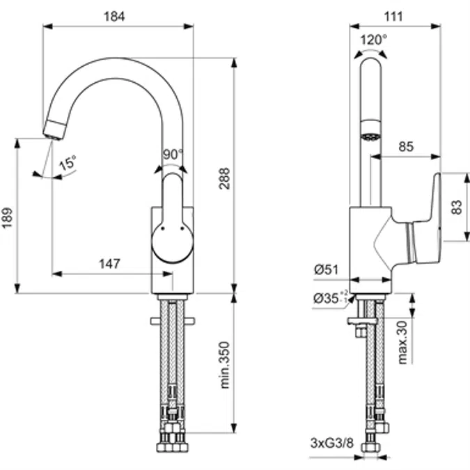 BIM objects - Free download! Connect Blue single lever basin mixer ...