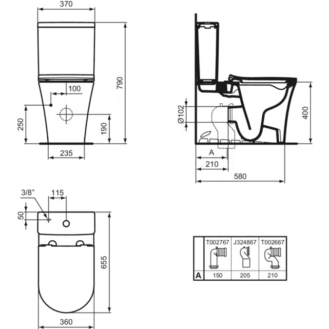 BIM objects - Free download! La Dolce Vita® close couple back-to-wall ...