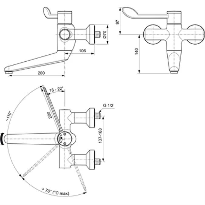 BIM objects - Free download! Ceraplus Safe SQ wall mounted thermostatic ...