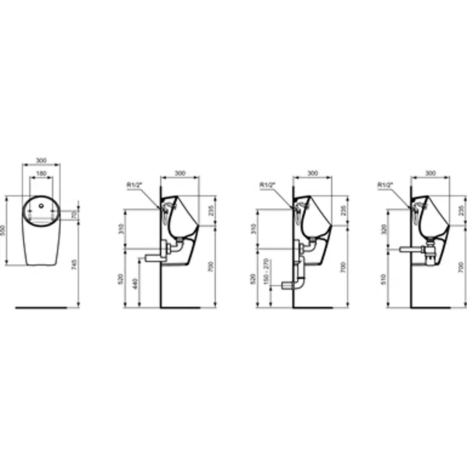 BIM object - Urinals - Sphero MIDI BI Urinal - Ideal Standard ...