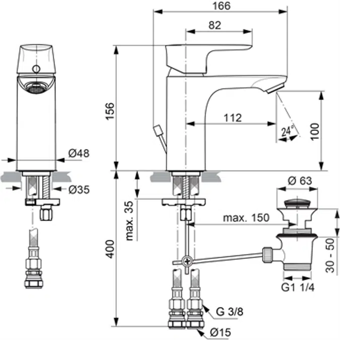 BIM objects - Free download! Concept Air Grande basin mixer p/w (38mm ...